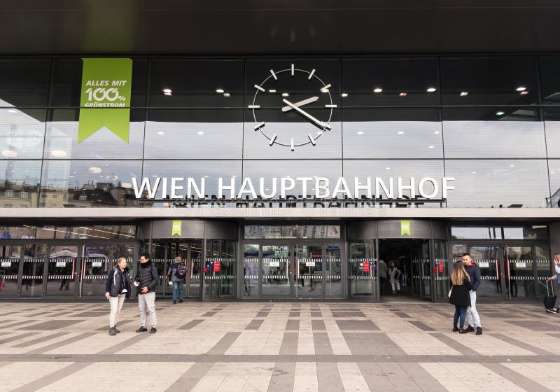 Facade of Wien Hauptbahnhof (Vienna Main Train Station) with Commuters ...