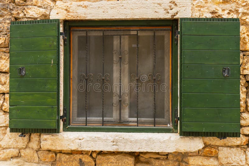 Facade window of European stock image. Image of retro - 262548817