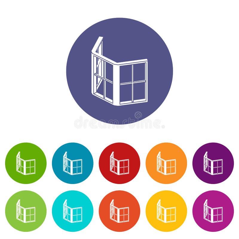 Facade Window Frame Icons Set Vector Color Stock Vector - Illustration ...