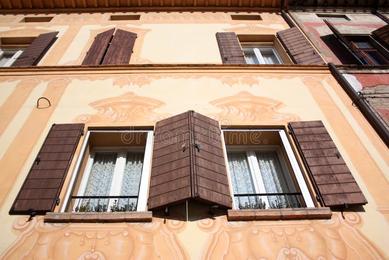 The facade with windows stock photo. Image of detail - 108152212