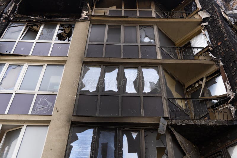 Facade and Windows of a Condominium after the Explosion and Fire in His ...