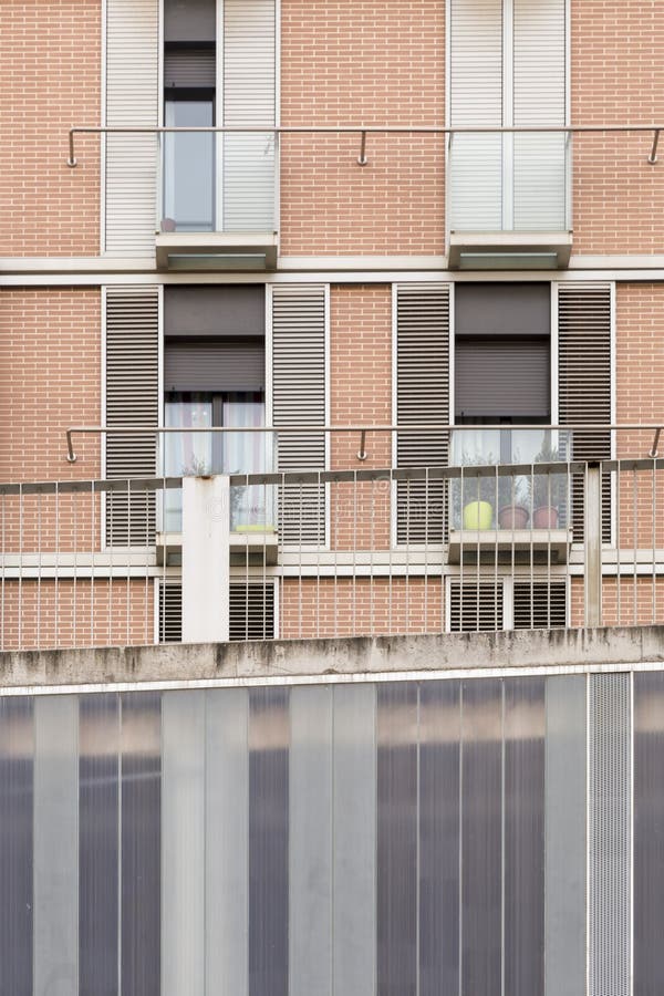Facade with Windows of Different Shapes Stock Photo - Image of building ...