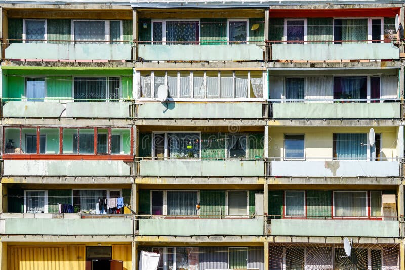 Facade Windows of a Multi Storey Panel Building Stock Image - Image of ...
