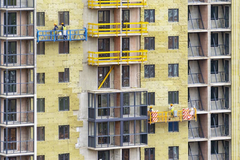 Facade Work on the Construction Site Editorial Photography - Image of ...