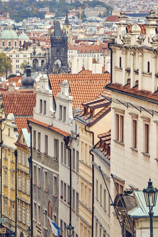 Facades of Historical Buildings in Prague Stock Photo - Image of town ...
