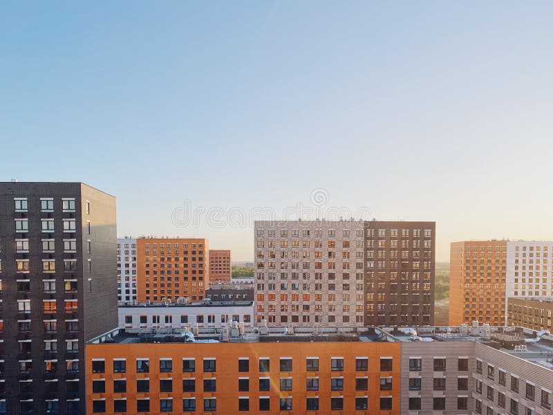 Facades of Modern Multi-apartment High-rise Buildings Stock Photo ...