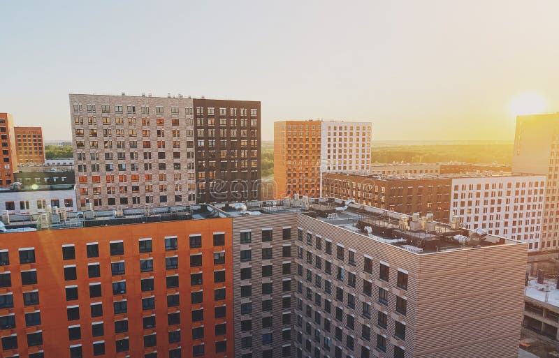 Facades of Modern Multi-apartment High-rise Buildings Stock Photo ...