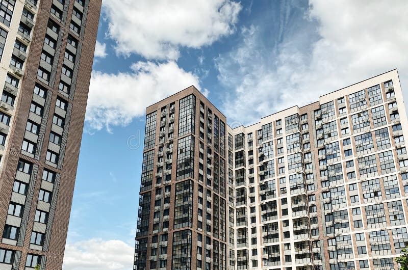 Facades of New Modern Multi-apartment High-rise Buildings Stock Image ...