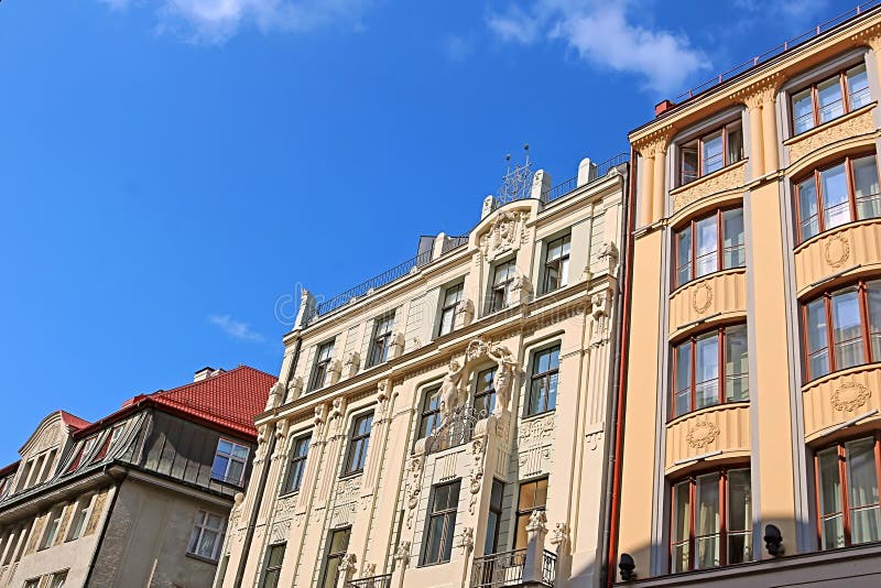 Facades of Old Buildings in Old Town, Riga, Latvia Stock Photo - Image ...