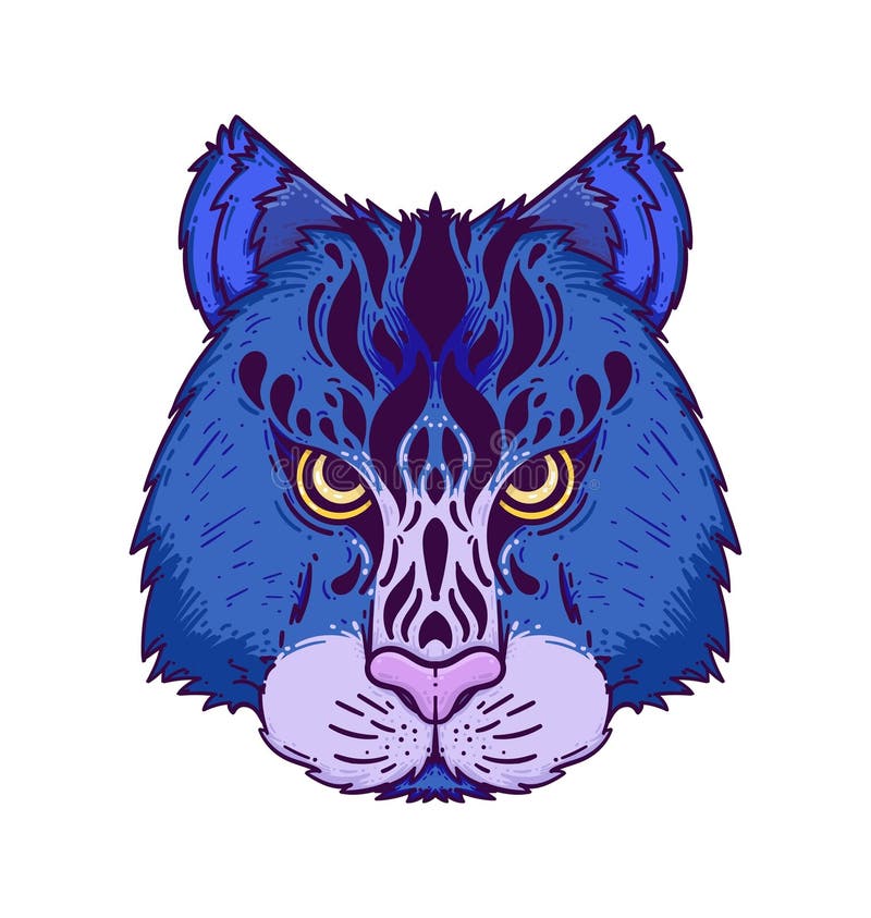 Blue Tiger Monster Face Creature Beast Design Stock Vector ...