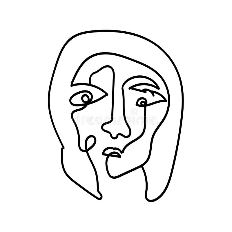 Face Abstract Artistic Continuous Line Vector Illustration Stock Vector ...