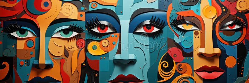 Face Abstract Pattern or Collage. Collage from Different Faces. Stock ...