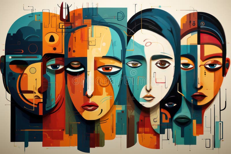 Face Abstract Pattern or Collage. Collage from Different Faces. Stock ...