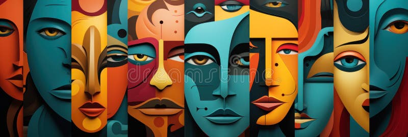 Face Abstract Pattern or Collage. Collage from Different Faces. Stock ...