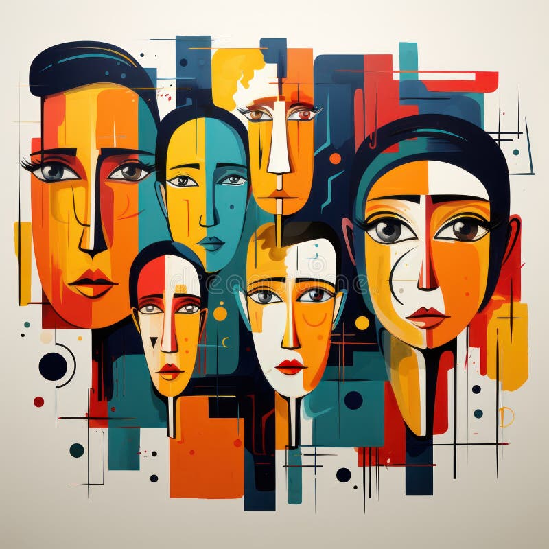 Face Abstract Pattern or Collage. Collage from Different Faces. Stock ...