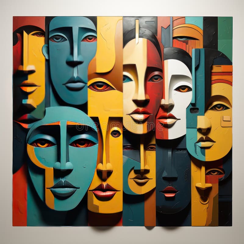 Face Abstract Pattern or Collage. Collage from Different Faces. Stock ...
