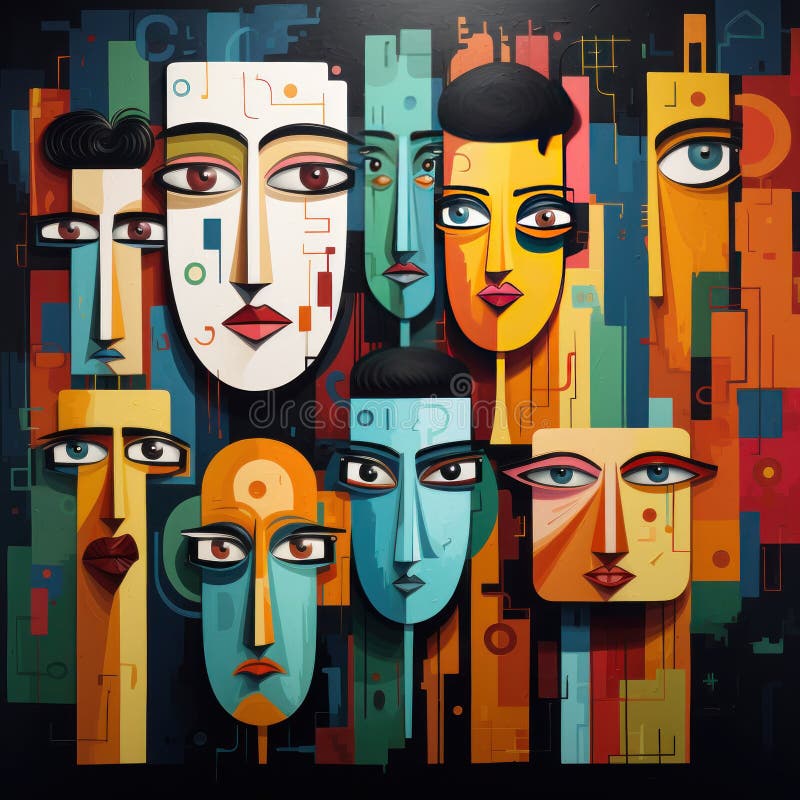 Face Abstract Pattern or Collage. Collage from Different Faces. Stock ...