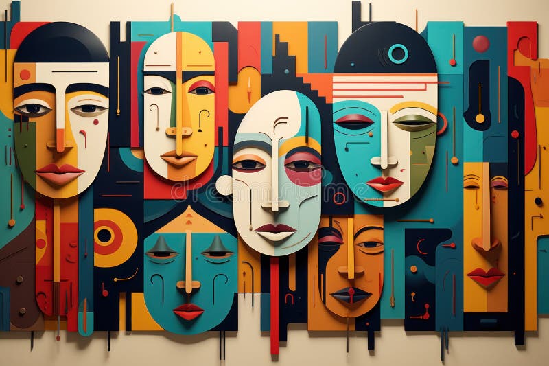 Face Abstract Pattern or Collage. Collage from Different Faces. Stock ...