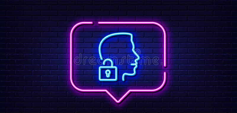 Face Accepted Line Icon. Access Granted Sign. Neon Light Speech Bubble ...