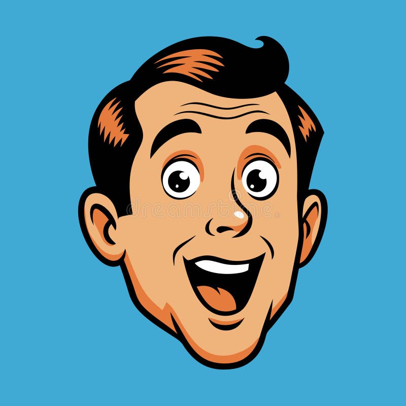 Face of an Admiring or Surprised Young Man. Retro Pop Art Comic Style ...
