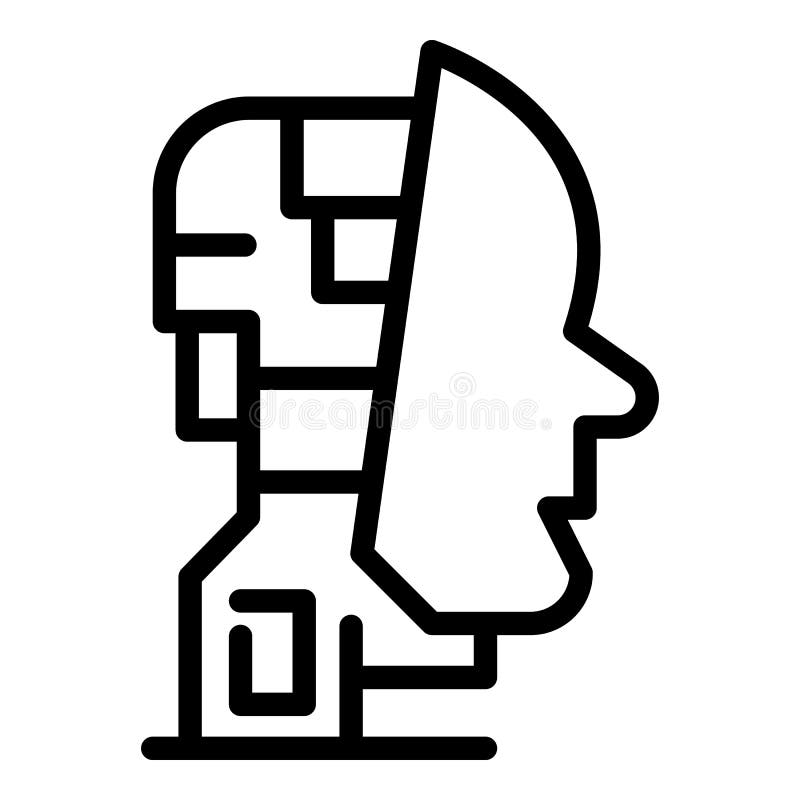 Face Ai Robot Icon Outline Vector. Cute Bot Toy Stock Illustration ...