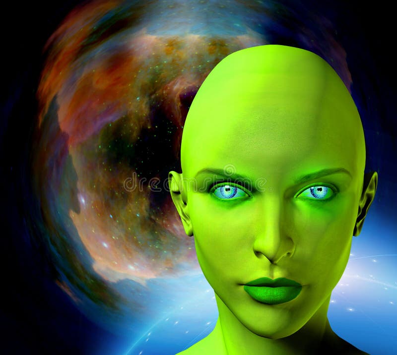 The face of an alien stock illustration. Illustration of holy - 133472726