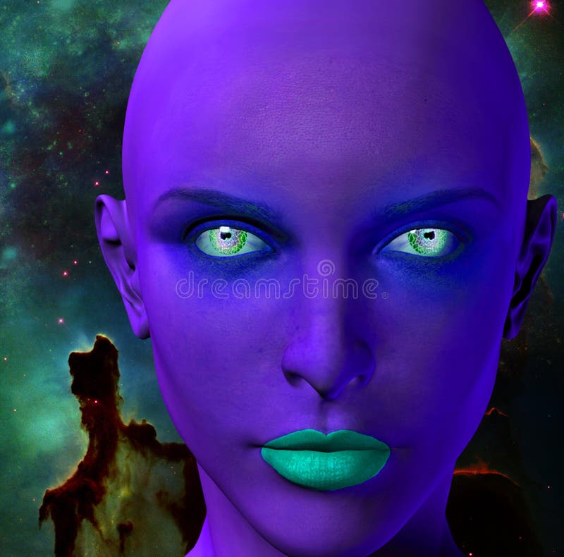 The face of an alien stock illustration. Illustration of ephemeral ...