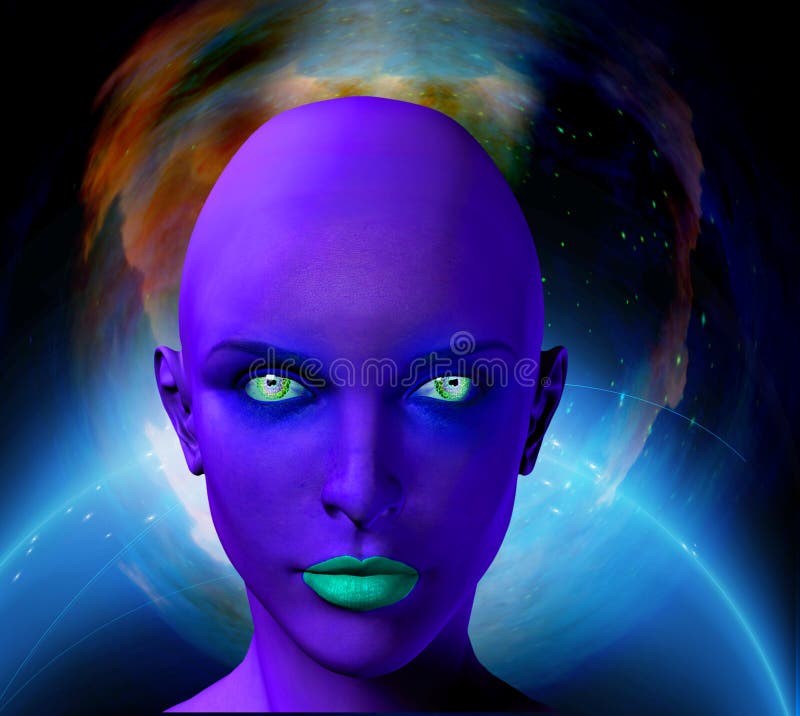 The face of an alien stock illustration. Illustration of cosmos - 145037108