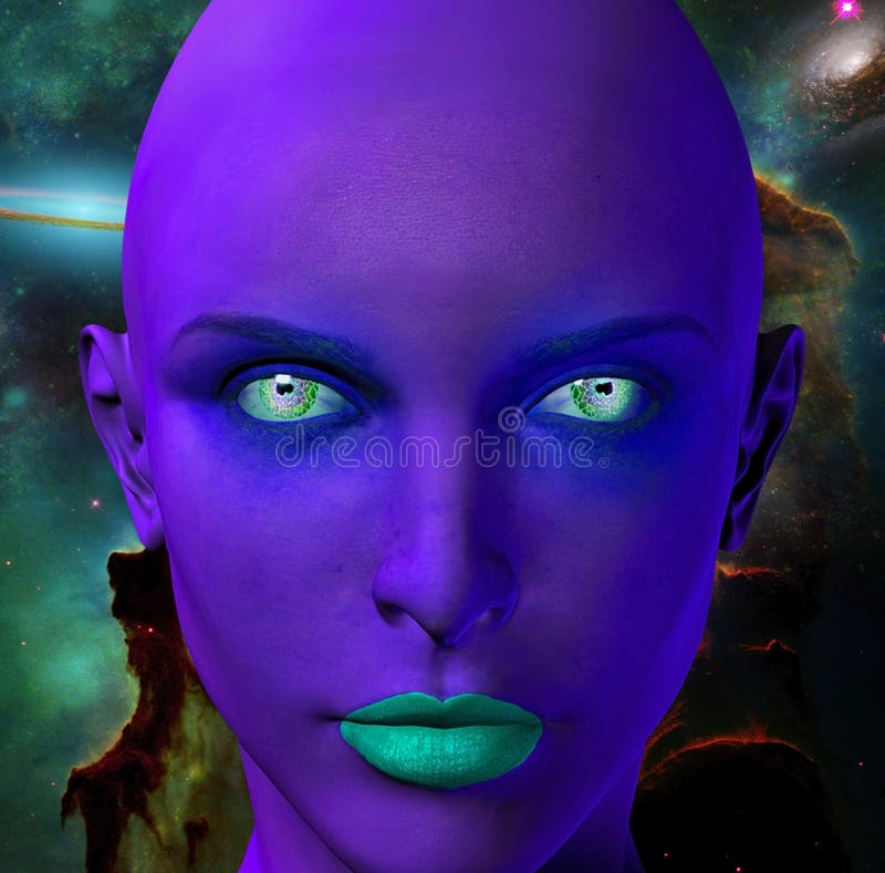 The face of an alien stock illustration. Illustration of deep - 155647342