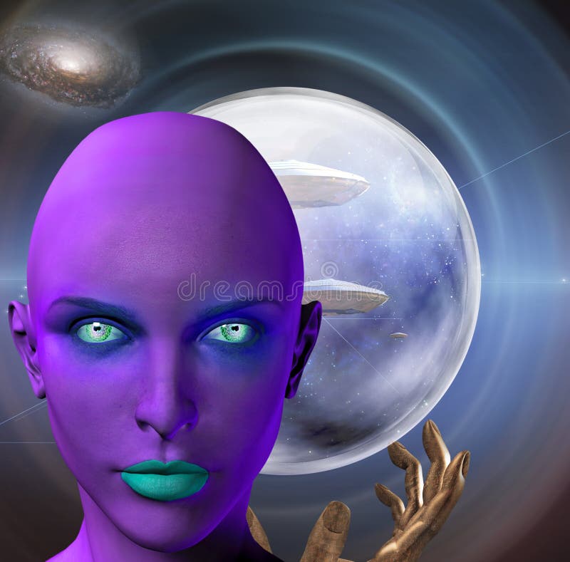 The face of an alien stock illustration. Illustration of created ...