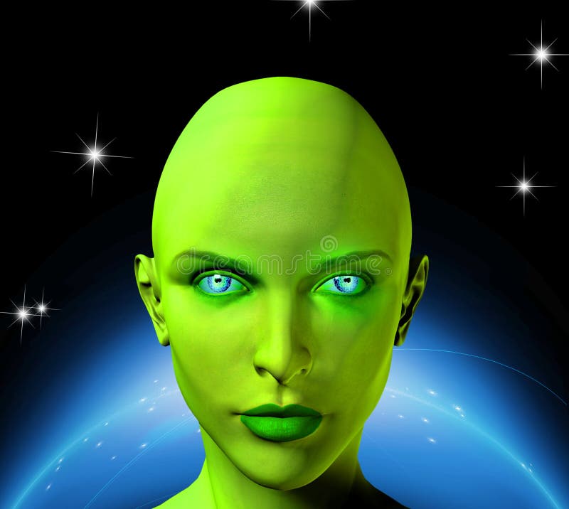 The face of an alien stock illustration. Illustration of clouds - 121334803