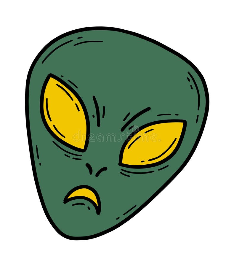 The Face of an Angry Green Alien in Cartoon Style Stock Vector ...