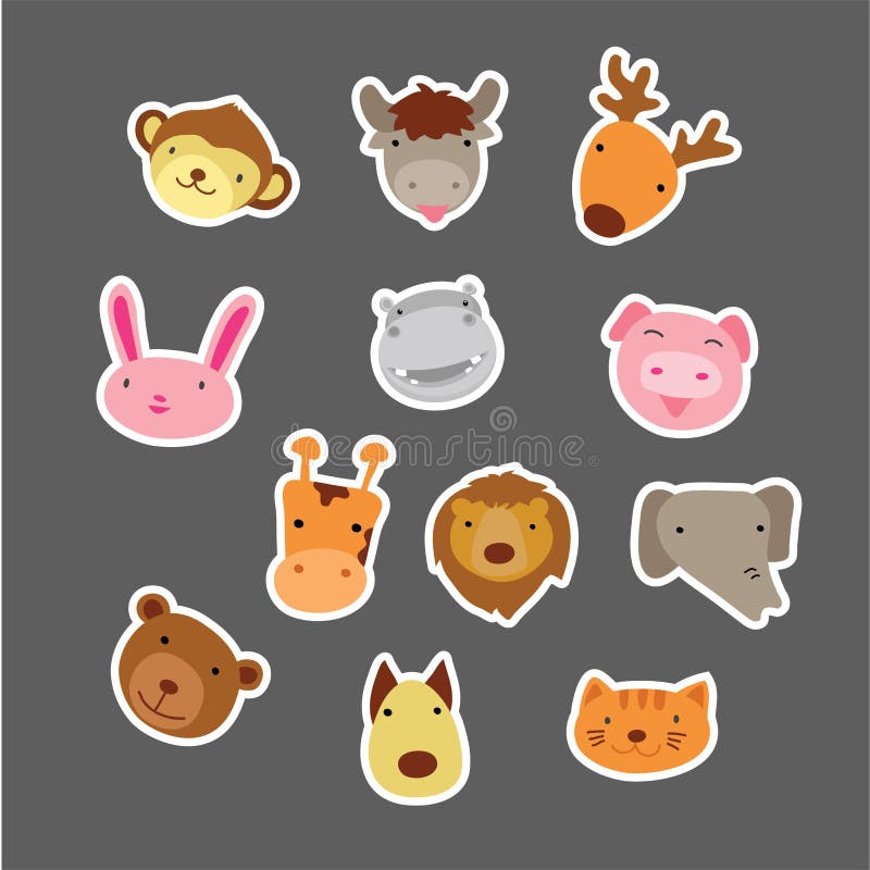 Face Animals Character Design Stock Illustration - Illustration of ...