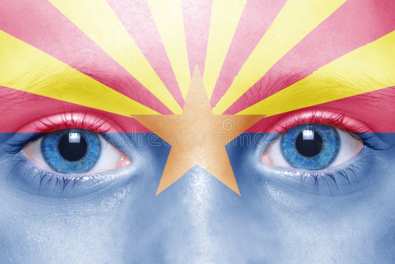 Face with Arizona State Flag Stock Photo - Image of patriotism, east ...