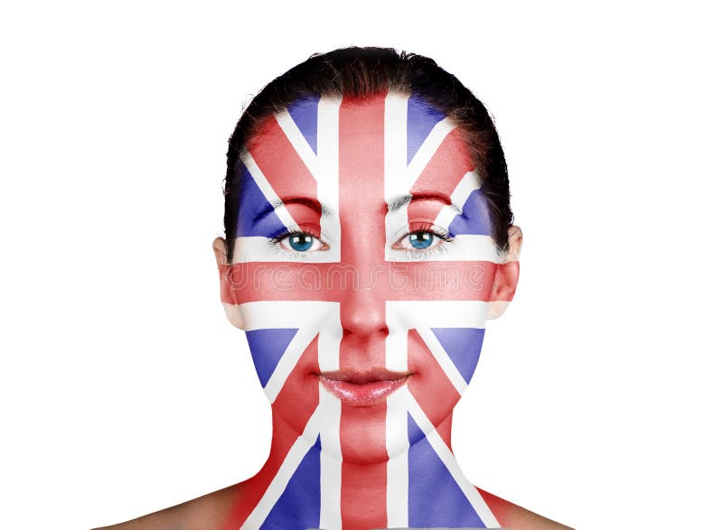 Face as the British flag stock photo. Image of look, makeup - 34907644