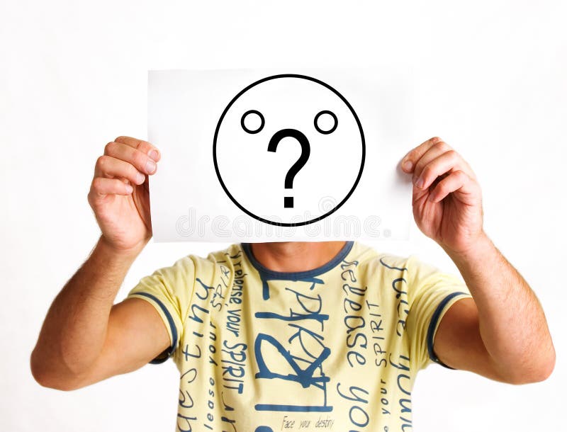 Face as question mark stock photo. Image of square, isolated - 5126302