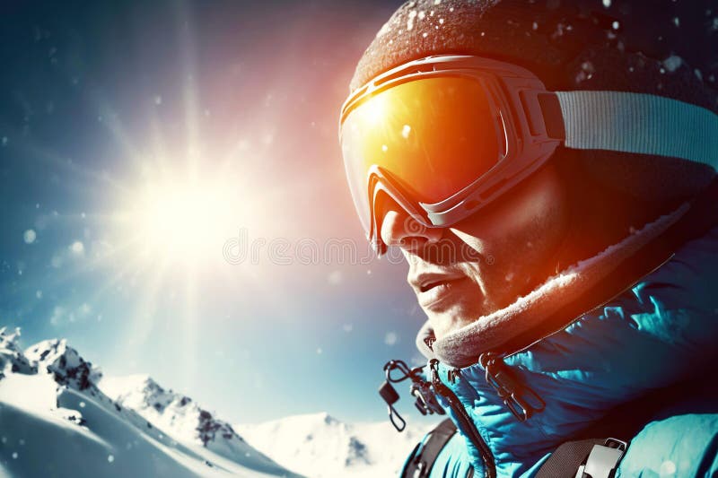 Face of Athlete Wearing Mask in Winter on Alpine Skiing, Generative Ai ...