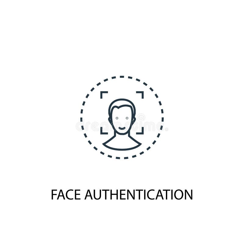 Face Authentication Concept Line Icon Stock Vector - Illustration of ...