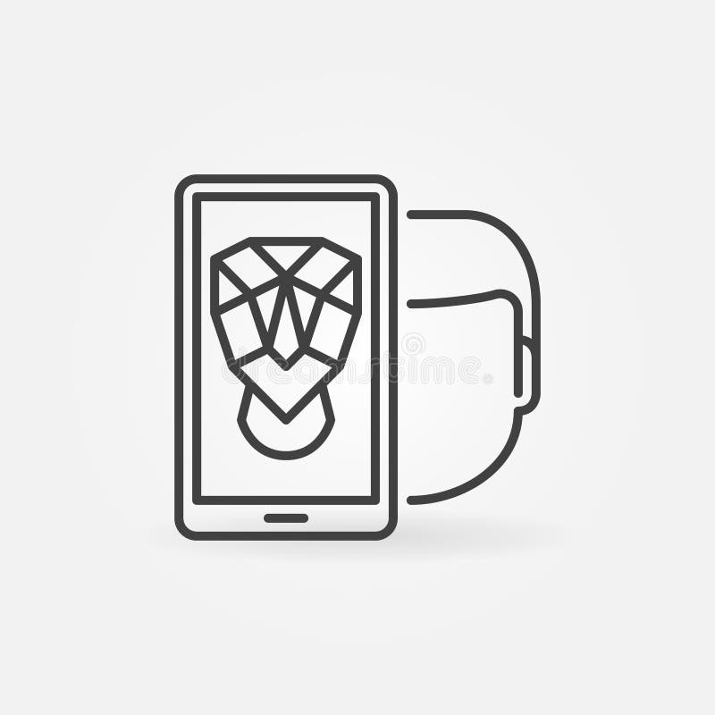 Face Authentication on Smartphone Vector Linear Icon Stock Vector ...