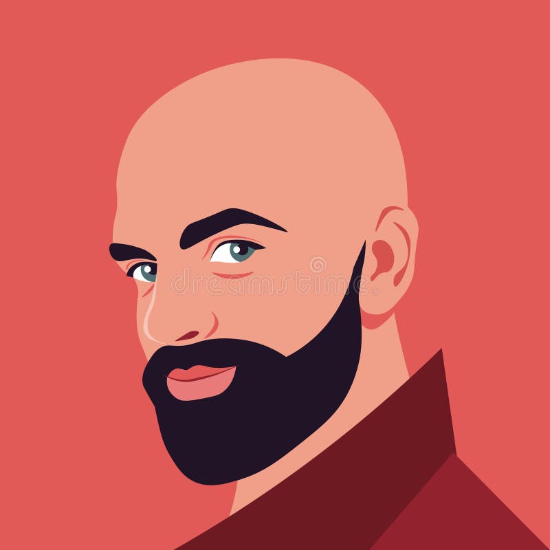 A Face of a Bald Man with Beard. Stock Vector - Illustration of mexican ...