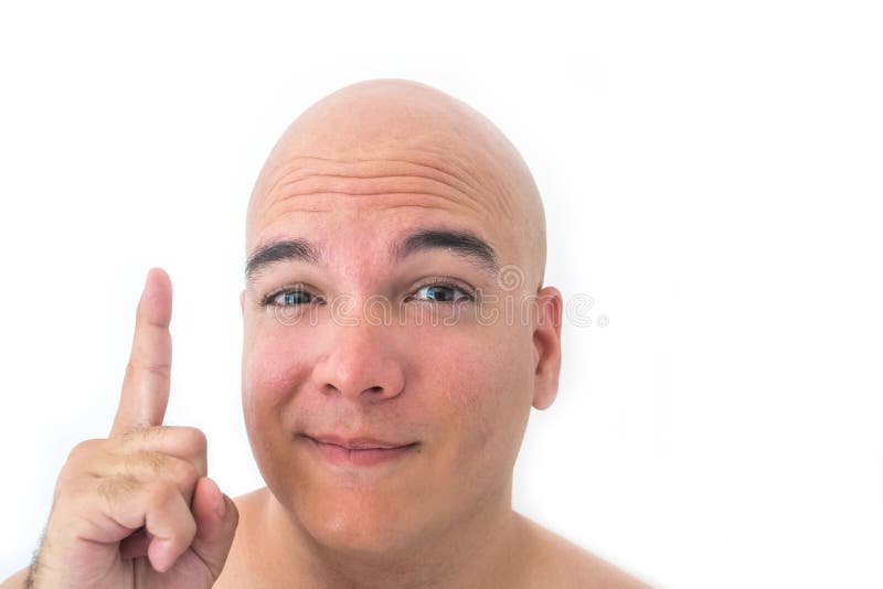 Face of a Bald Man in White Background. Stock Photo - Image of pointing ...