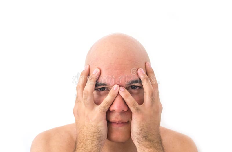 Face of a Bald Man in White Background. Stock Photo - Image of hair ...