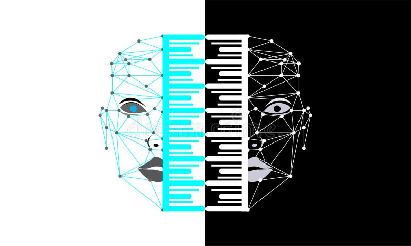 Face Recognition with Barcode Design Stock Vector - Illustration of ...