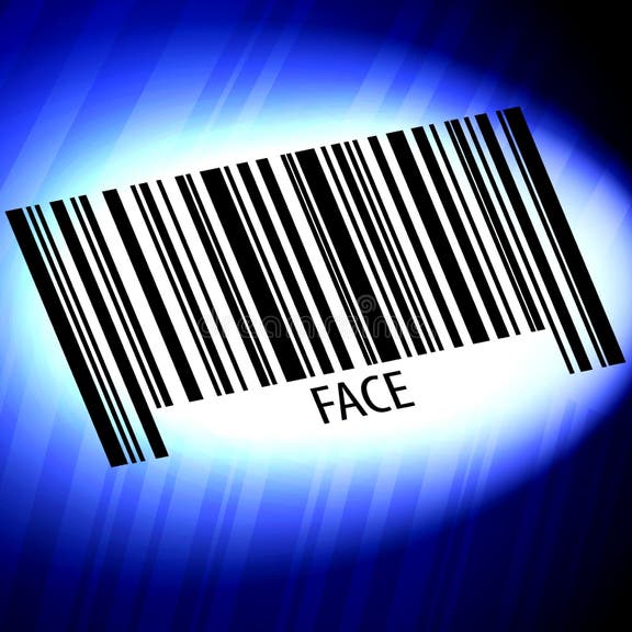 Face - Barcode with Futuristic Blue Background Stock Illustration ...
