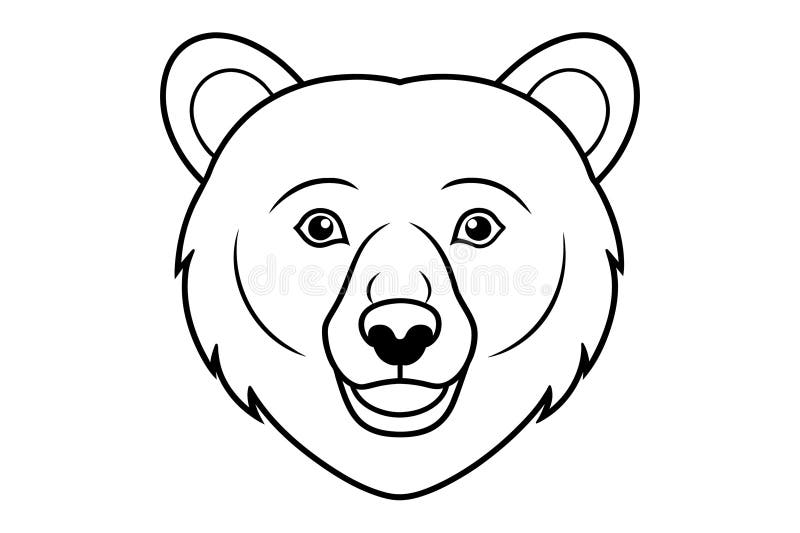 Face of Bear Lineart Vector Illustration Stock Vector - Illustration of ...