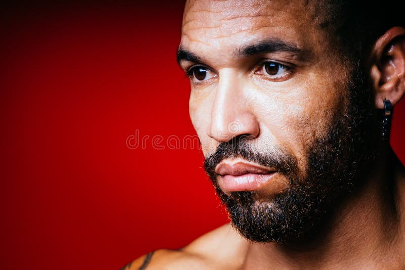 Face with a Beard and an Earring in the Ear of a Cuban Man Close-up ...