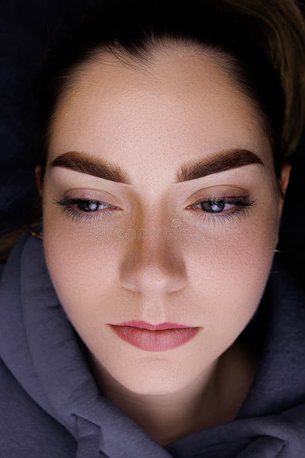 Face of a Beautiful Girl Model with Eyebrow Permanent, Eyebrow Tattoo ...
