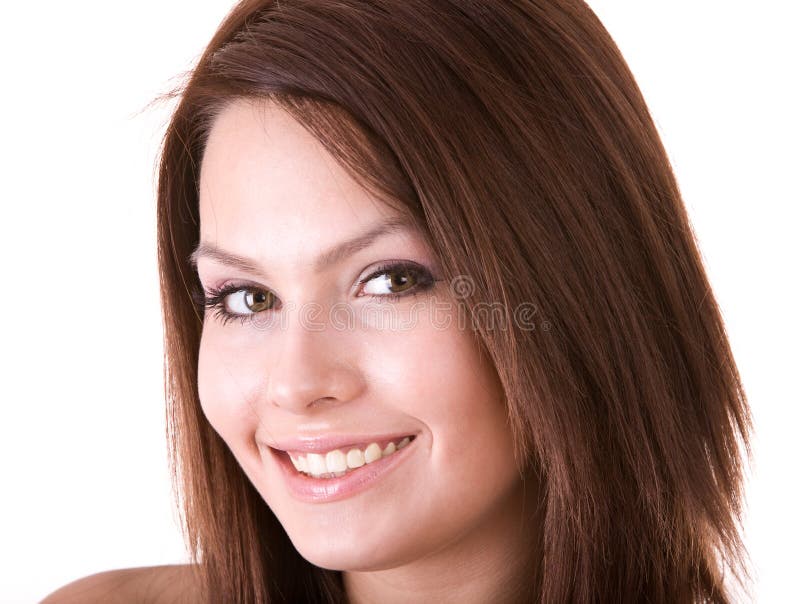 Face of Beautiful Smiling Girl. Stock Image - Image of white, long ...