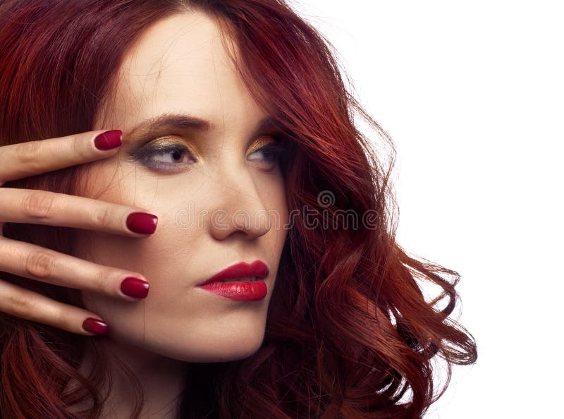 Face of Beautiful Young Woman with Bright Makeup Stock Image - Image of ...