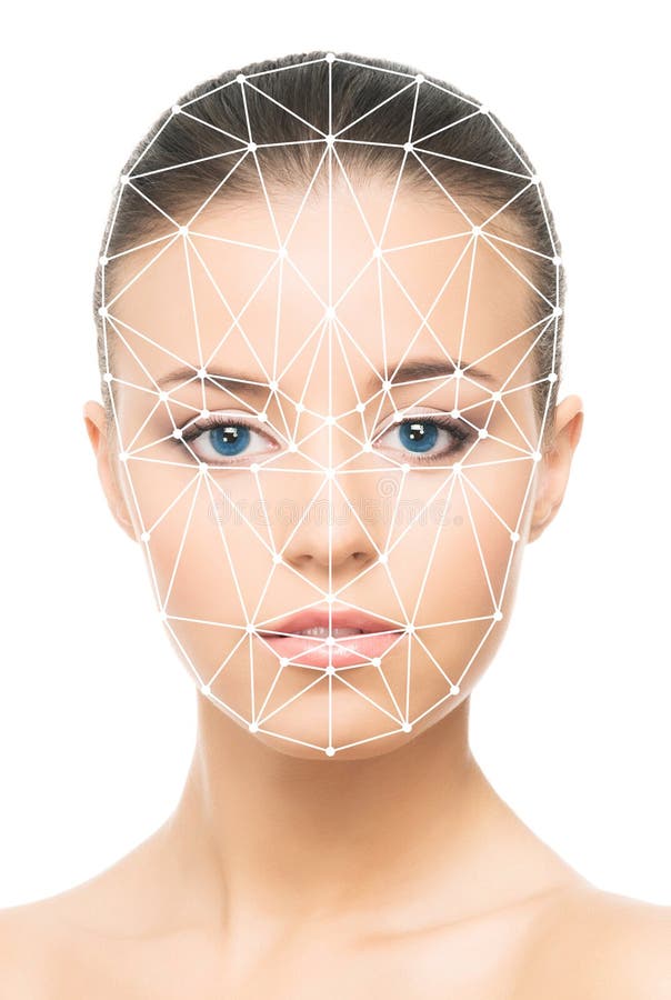 Face of a Beautifyl Girl with a Scanning Grid on Her Face. Face Id ...